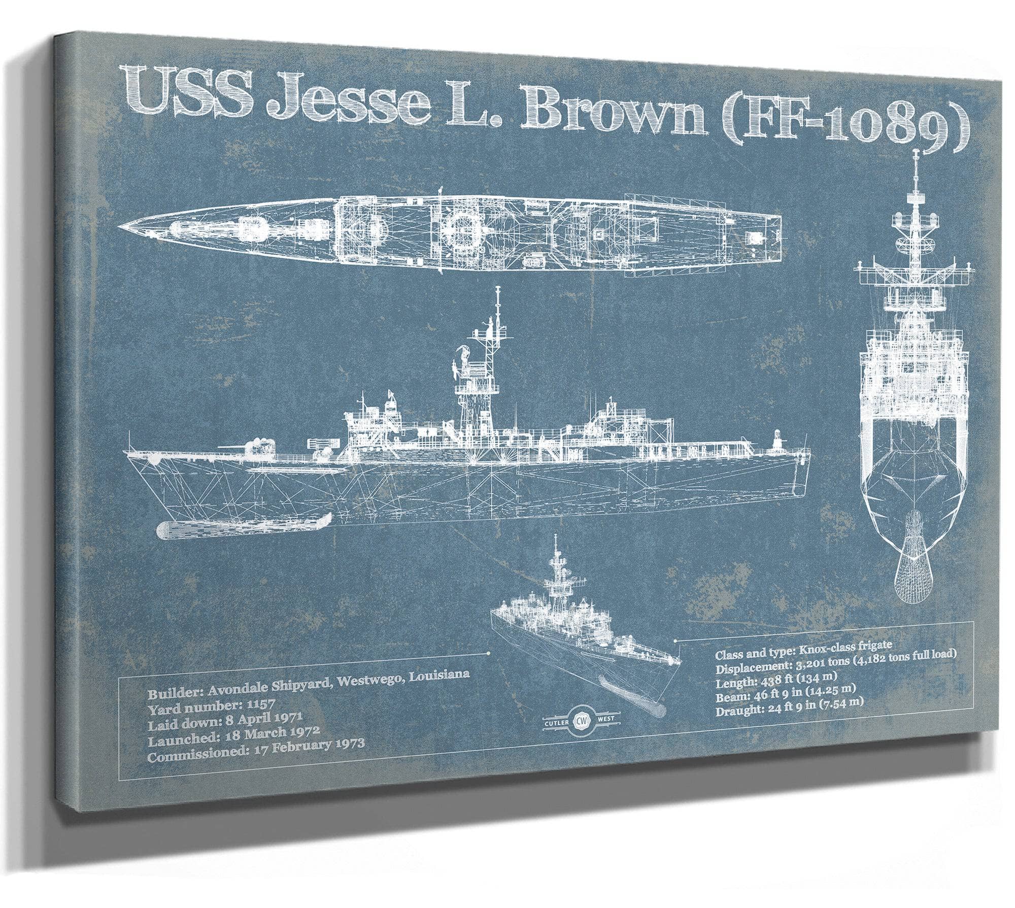 USS Jesse L Brown (FF-1089) Original Military Wall Art - Customizable ...