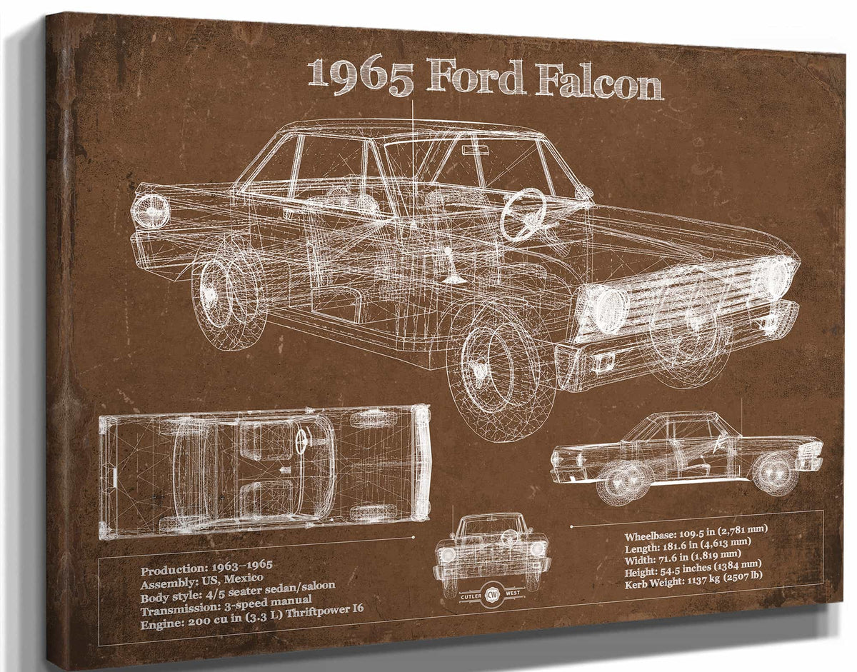 1965 Ford Falcon Blueprint Vintage Auto Art by Cutler West