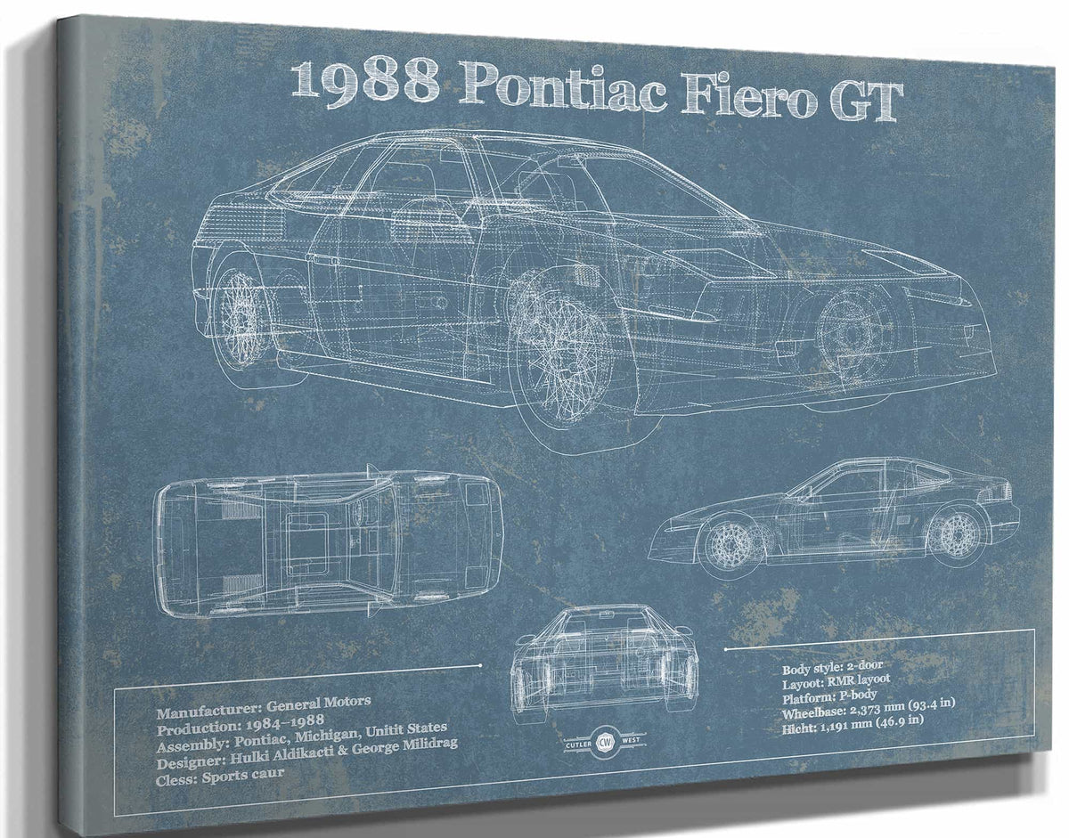 1988 Pontiac Fiero GT Vintage Art by Cutler West