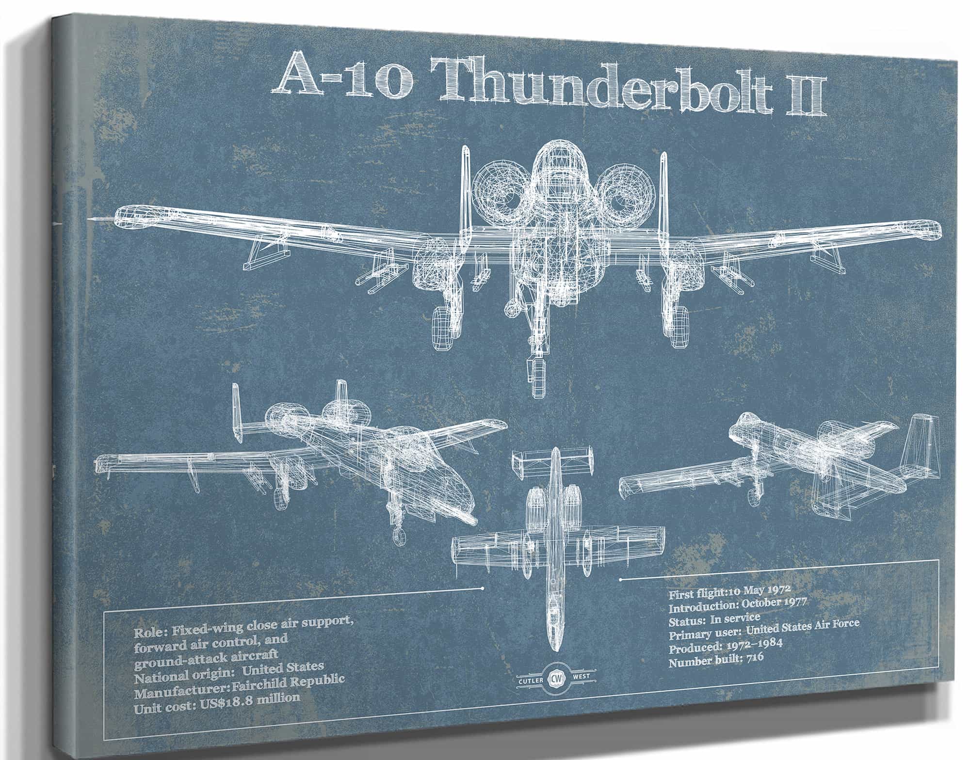 A-10 Thunderbolt II Patent Blueprint Original Military Wall Art by ...