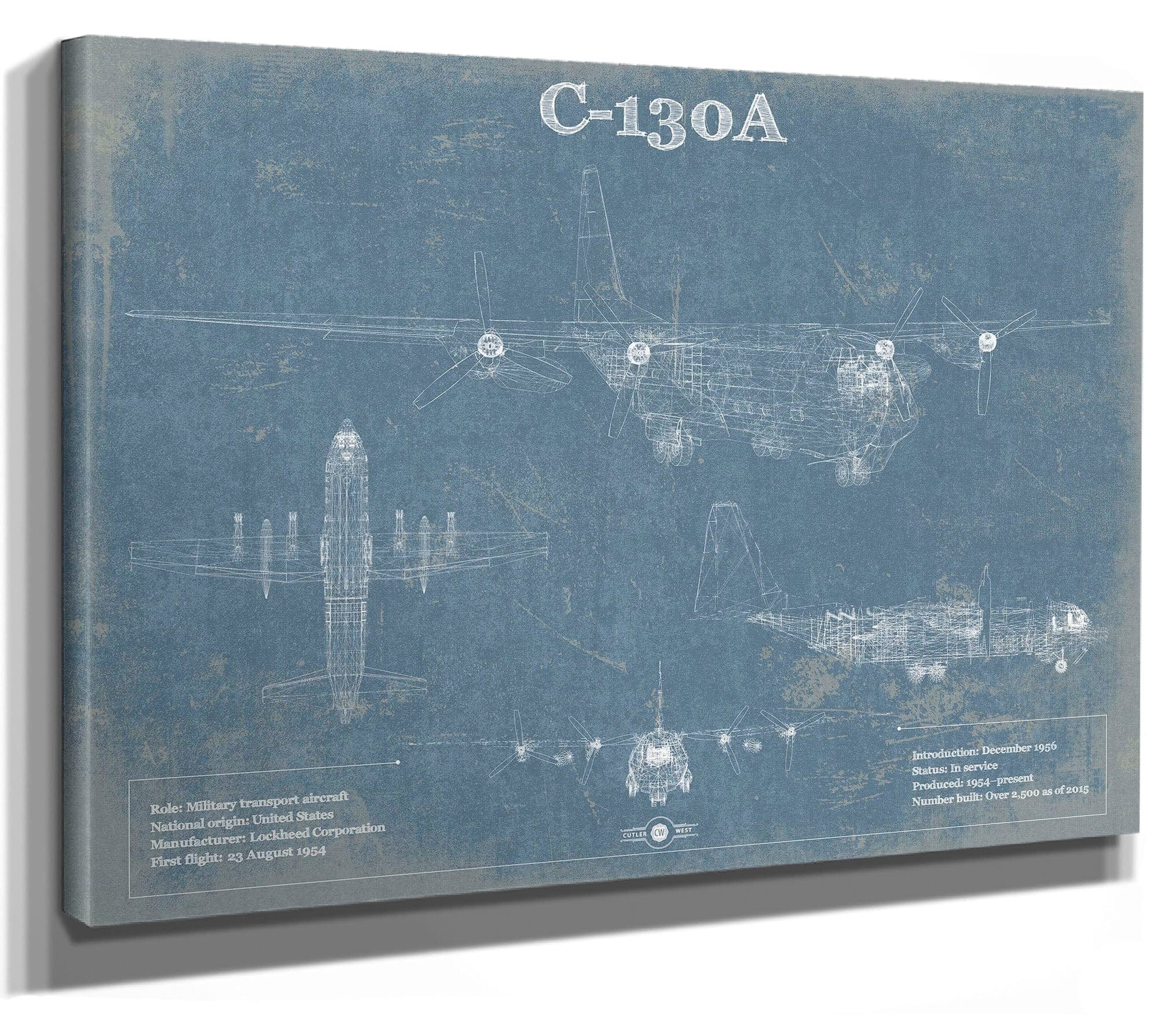 AC-130A Vintage Aviation Blueprint Military Art by Cutler West