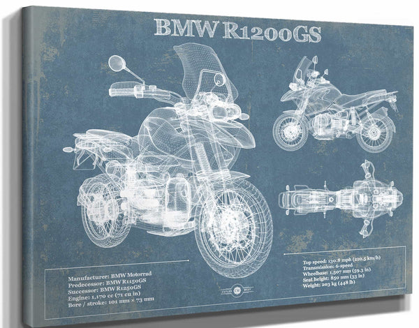 BMW R1200GS Blueprint Motorcycle Patent Art by Cutler West