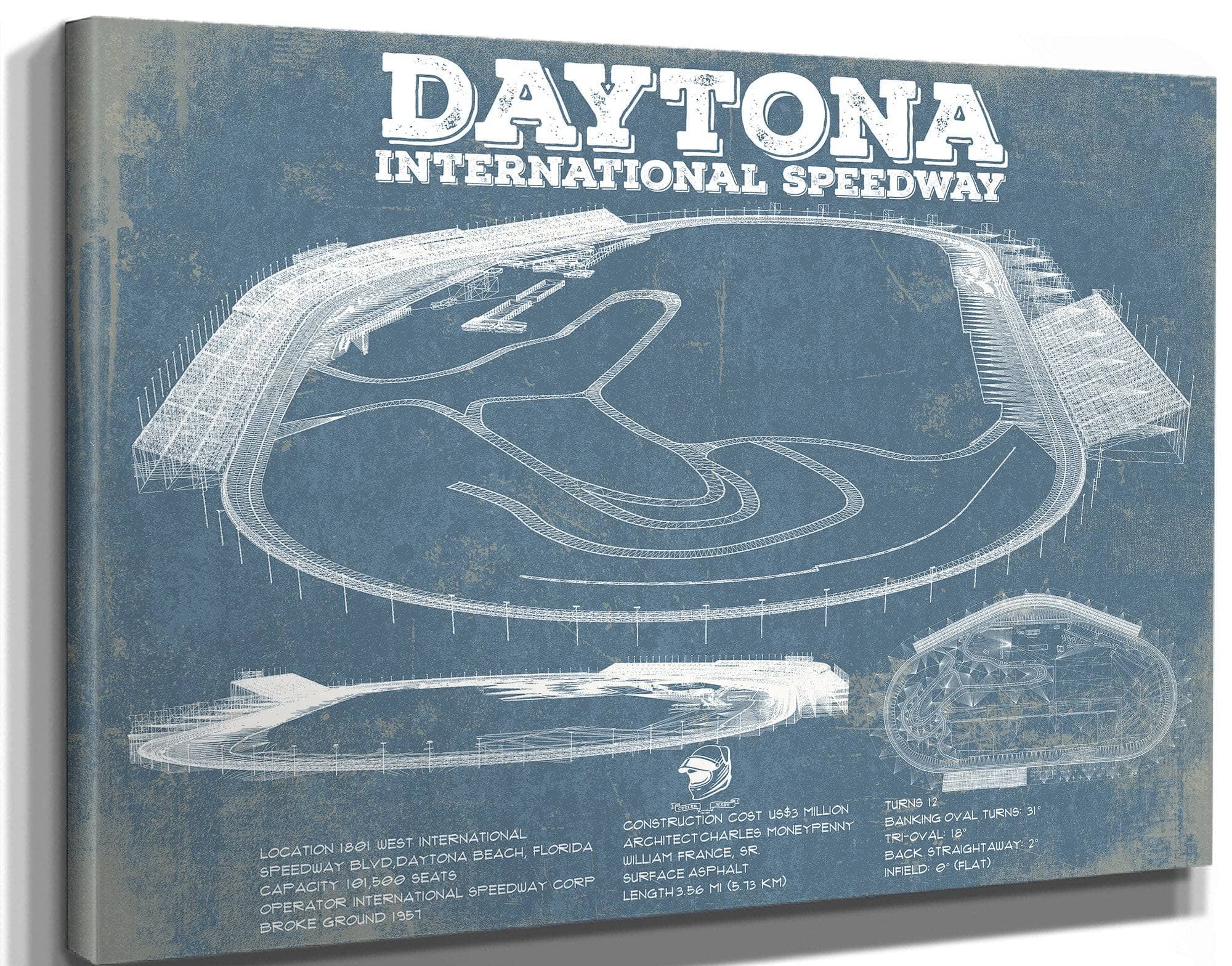 Daytona International Speedway Blueprint NASCAR Race Track Art by ...