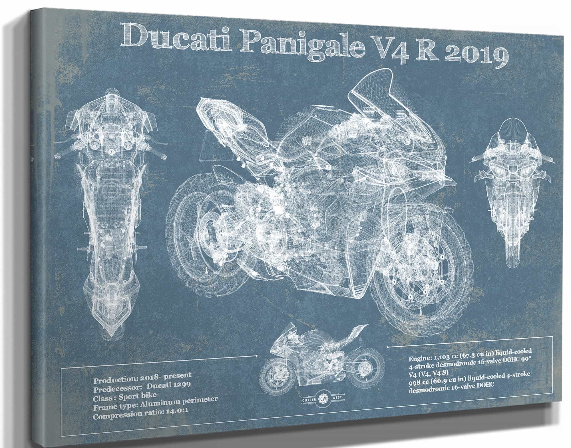 Ducati Panigale V4 R 2019 Vintage Blueprint Motorcycle Patent Art by ...