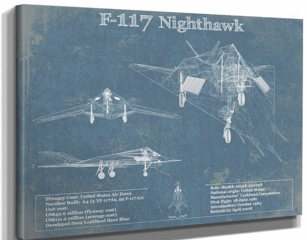 F-117 Nighthawk Military Aircraft Patent - Blueprint Military Wall Art ...
