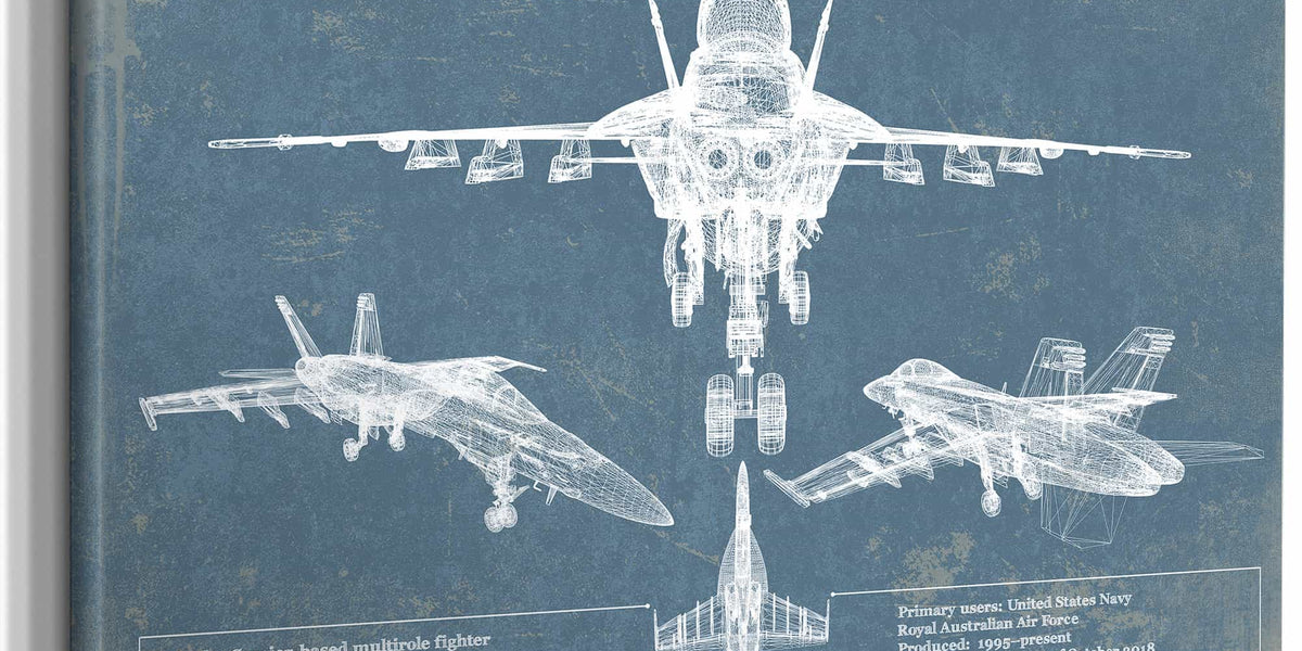 F/A-18F Super Hornet Patent Blueprint Original Military Wall Art by ...