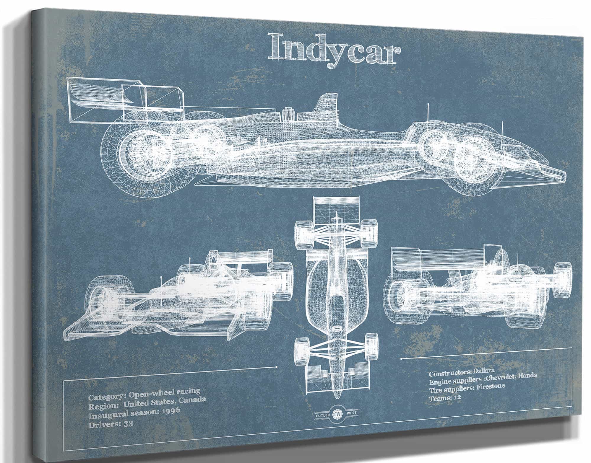 Indycar Racing Blueprint Vintage Auto Art by Cutler West