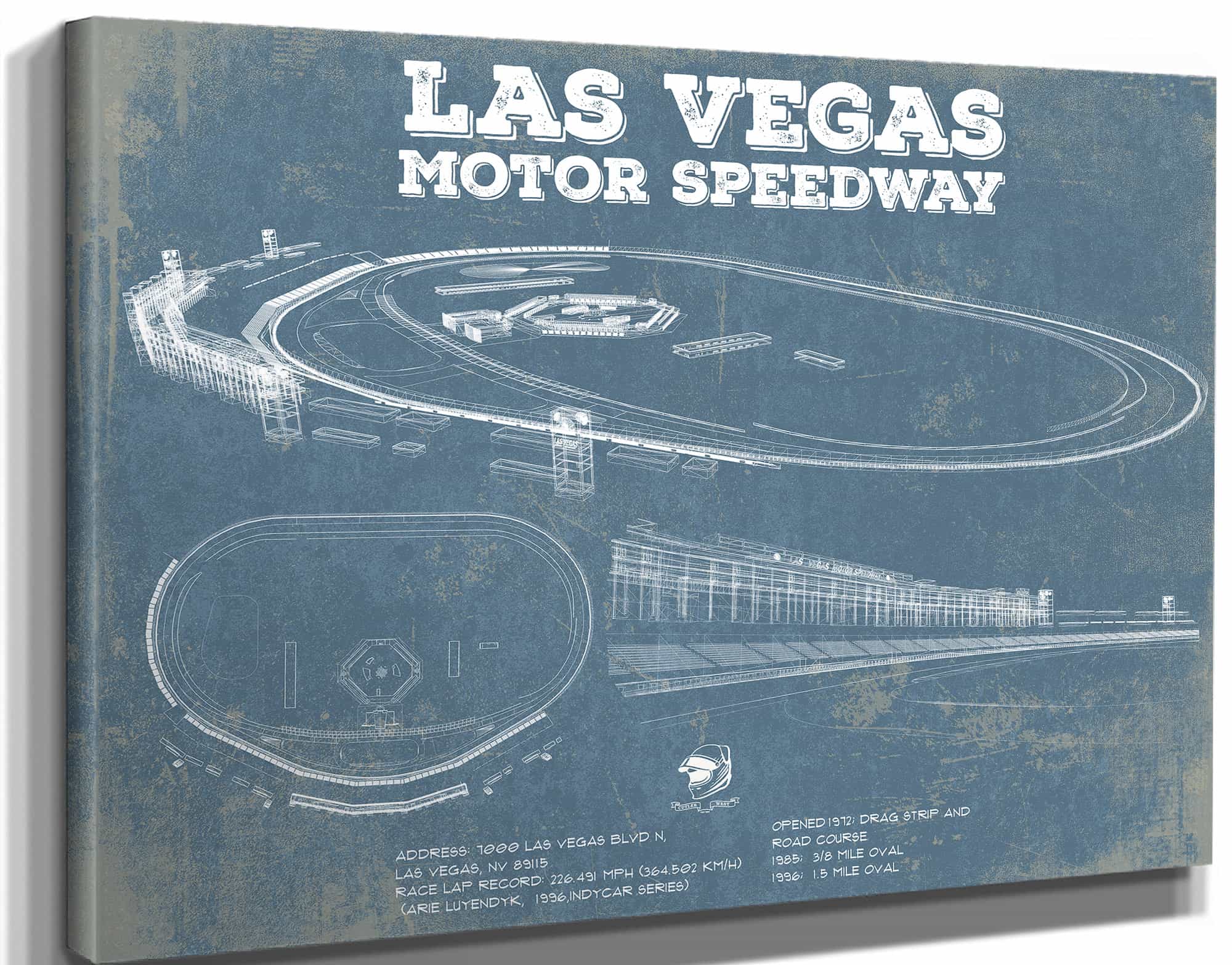Las Vegas Motor Speedway Blueprint NASCAR Race Track Art by Cutler West