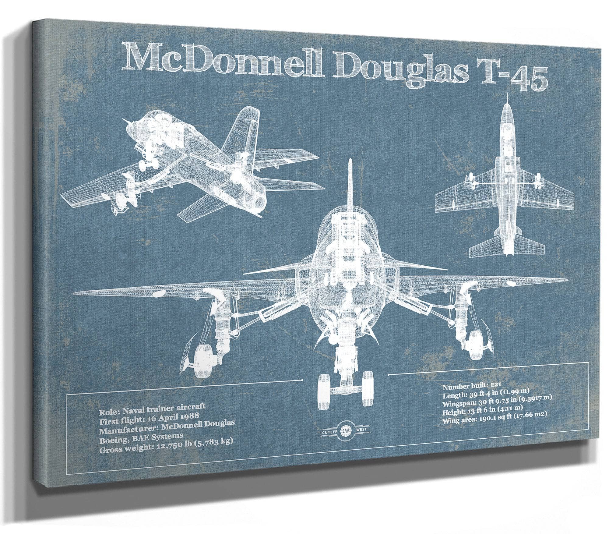 McDonnell Douglas T-45 Goshawk Blueprint Original Military Wall Art by ...
