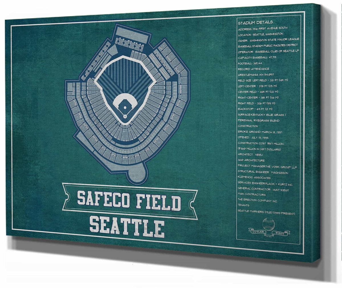 Seattle Mariners - Safeco Field Vintage Seating Chart Baseball Team ...