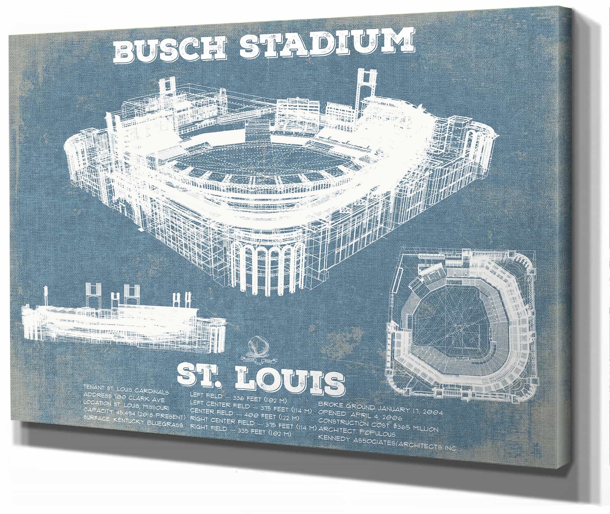 St Louis Cardinals Busch Stadium Vintage Baseball Art by Cutler West