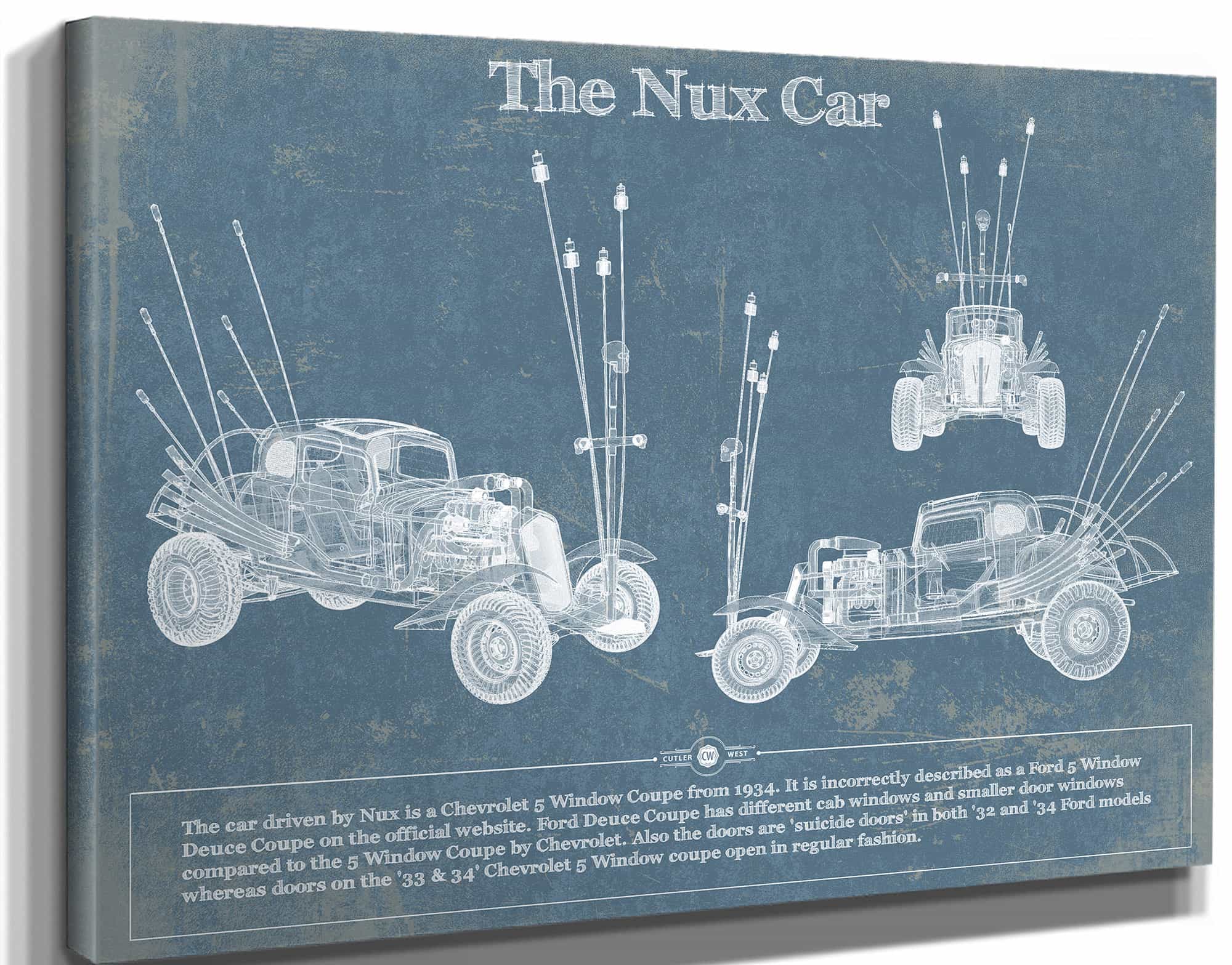 The Nux Car (Chevrolet 5 Window Coupe 1934) Blueprint Vintage Auto Art ...