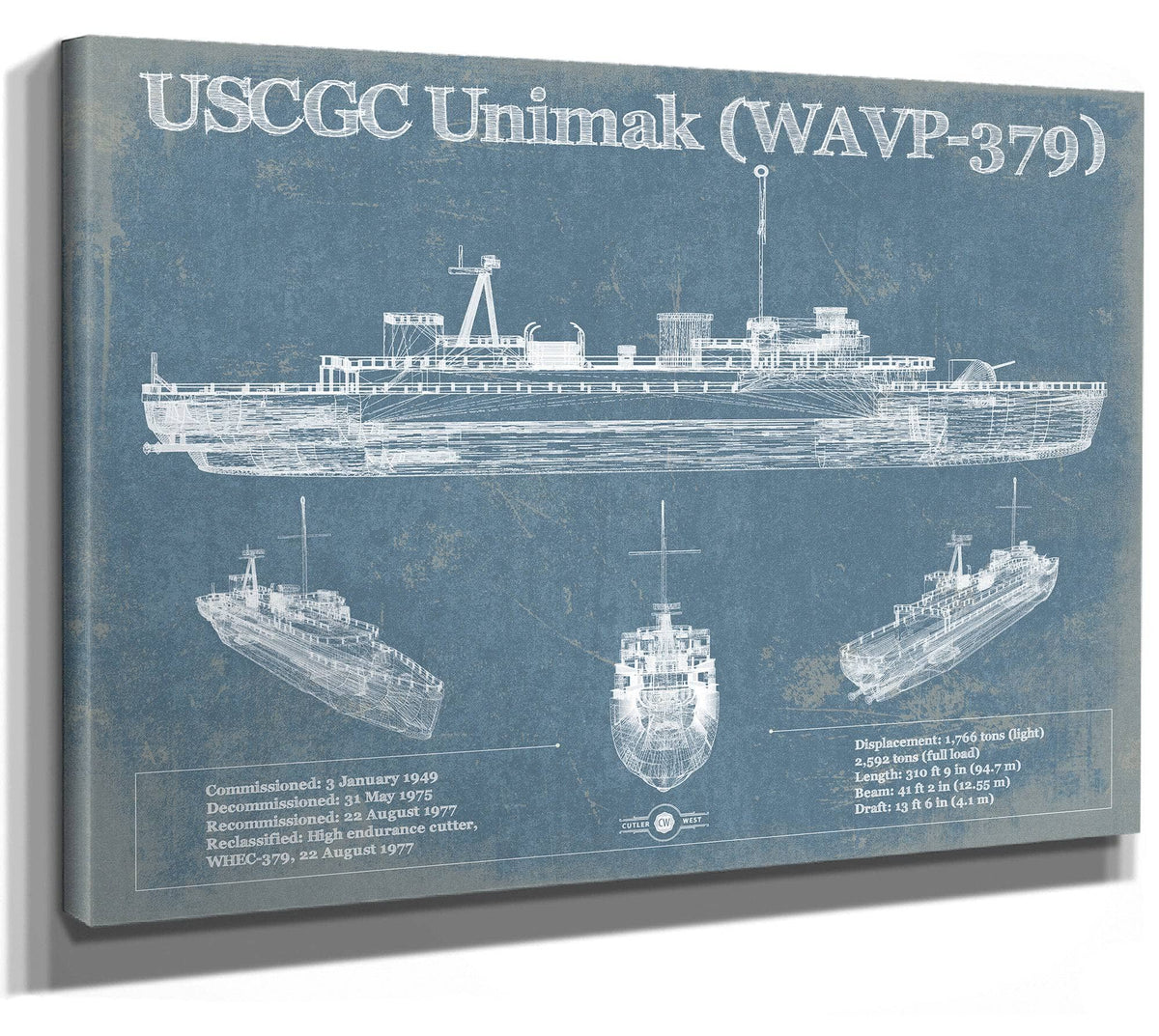 USCGC Unimak (WAVP-379) Blueprint Original Wall Art by Cutler West