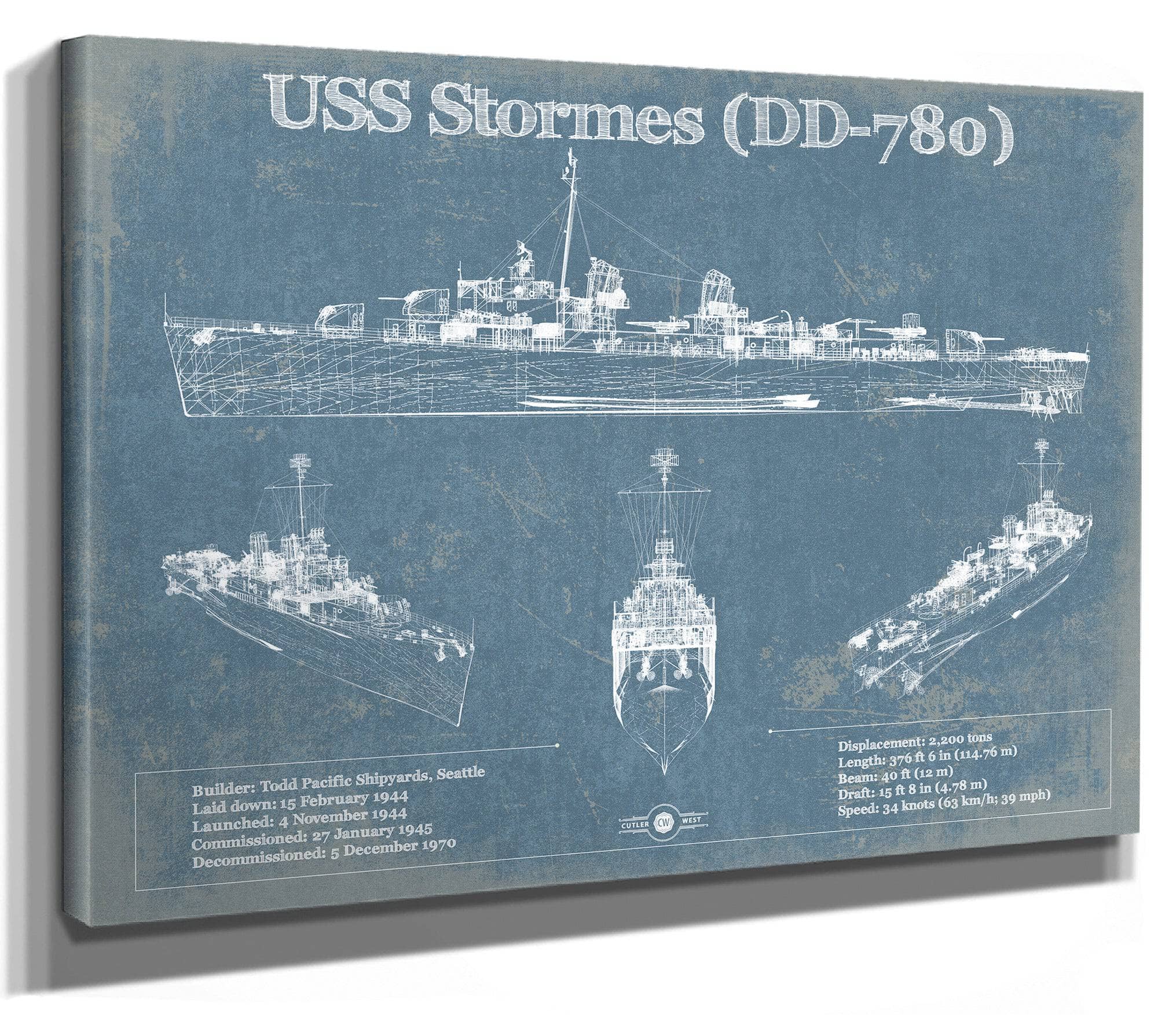 USS Stormes (DD-780) Allen M Sumner-class Destroyer Blueprint Original ...