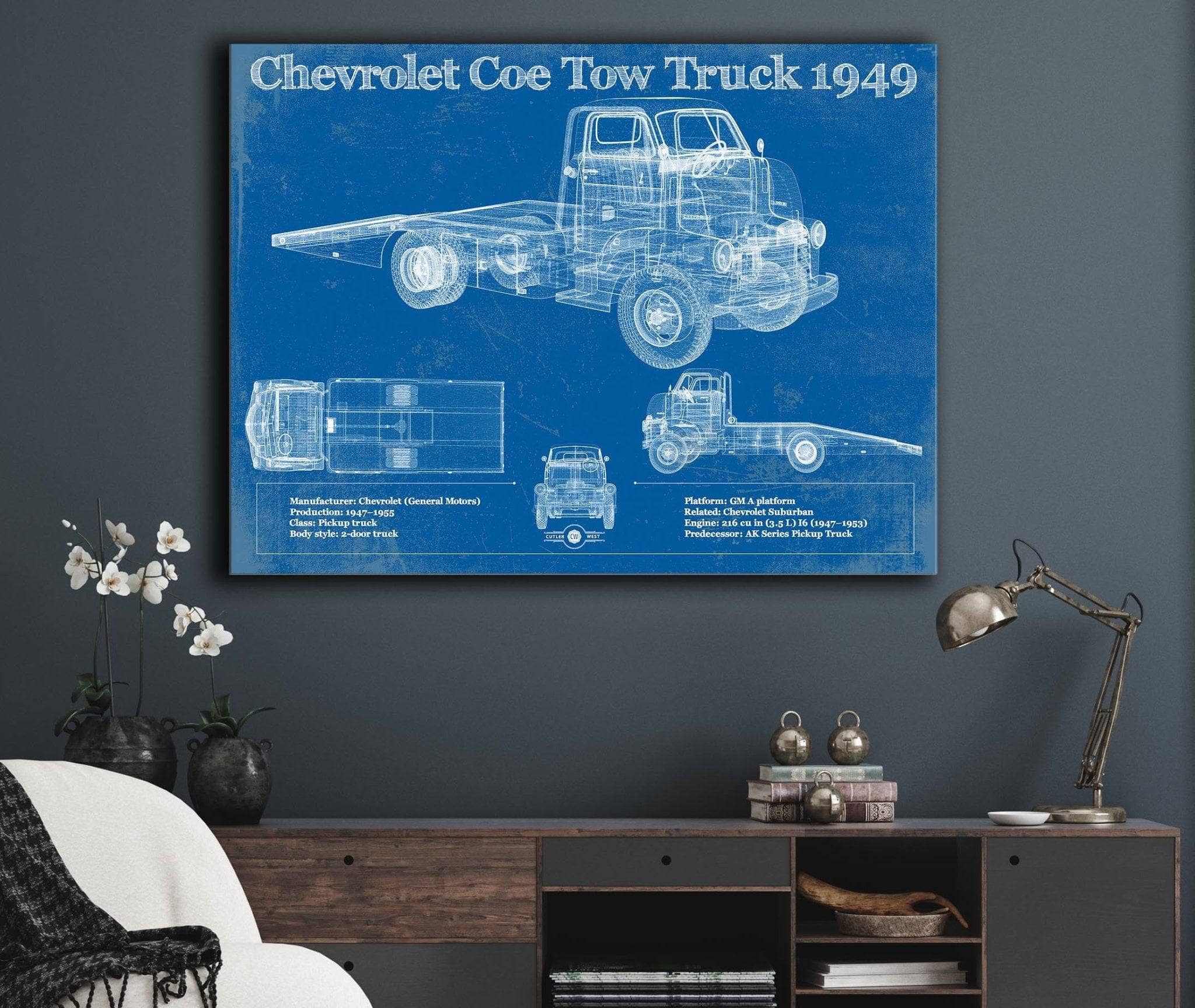1949 Chevrolet 5100 Coe Tow Vintage Art by Cutler West
