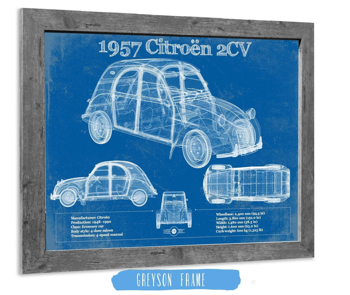 1957 Citroen 2Cv Vintage Art by Cutler West
