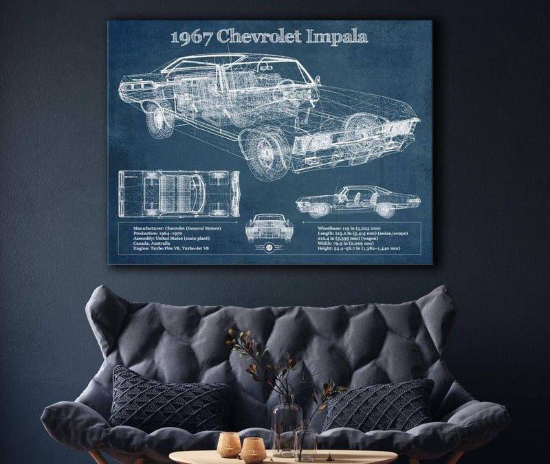 1967 Chevrolet Impala Blueprint Vintage Auto Art by Cutler West