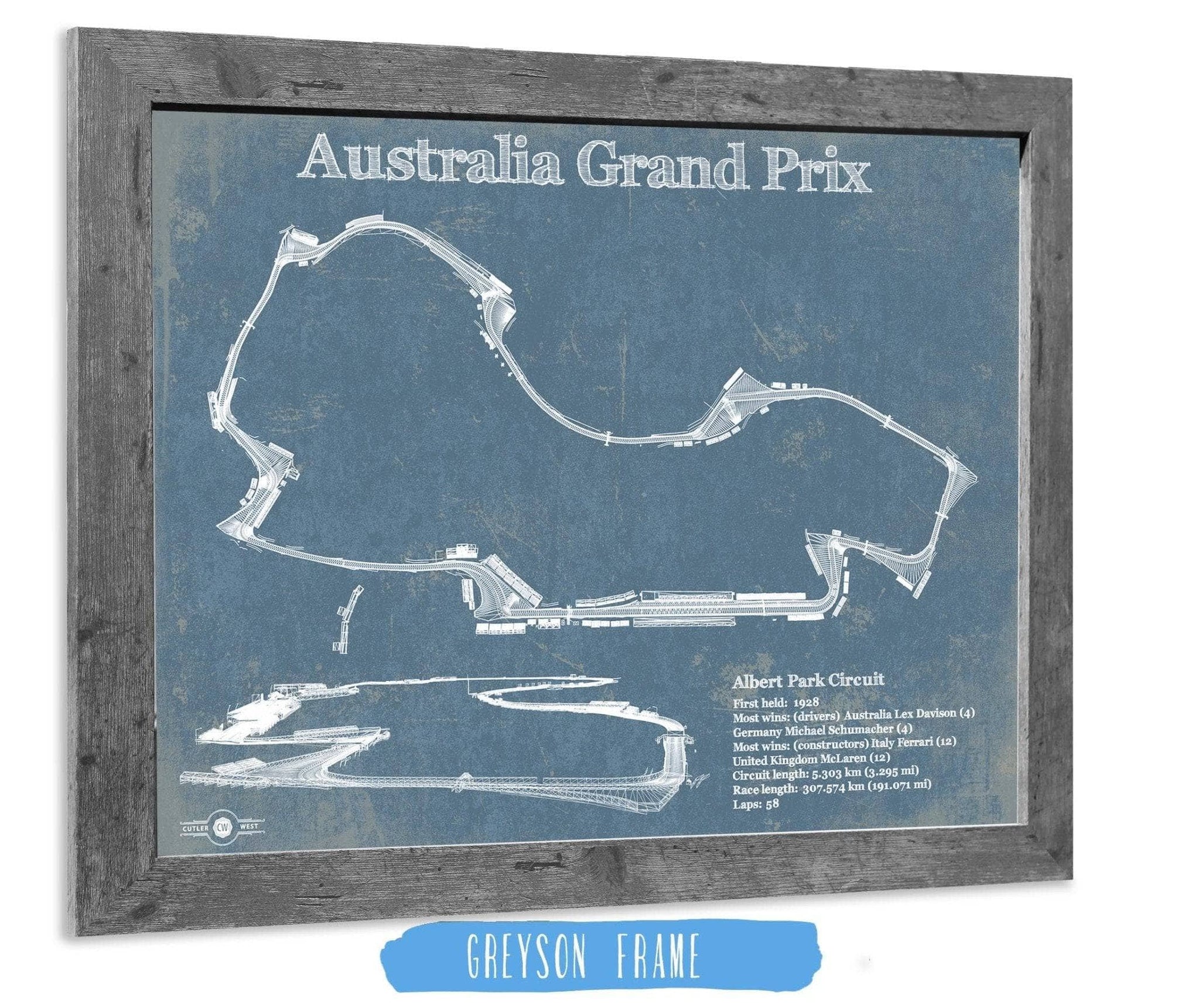 Australian Grand Prix Formula One Blueprint Race Track Art by Cutler West