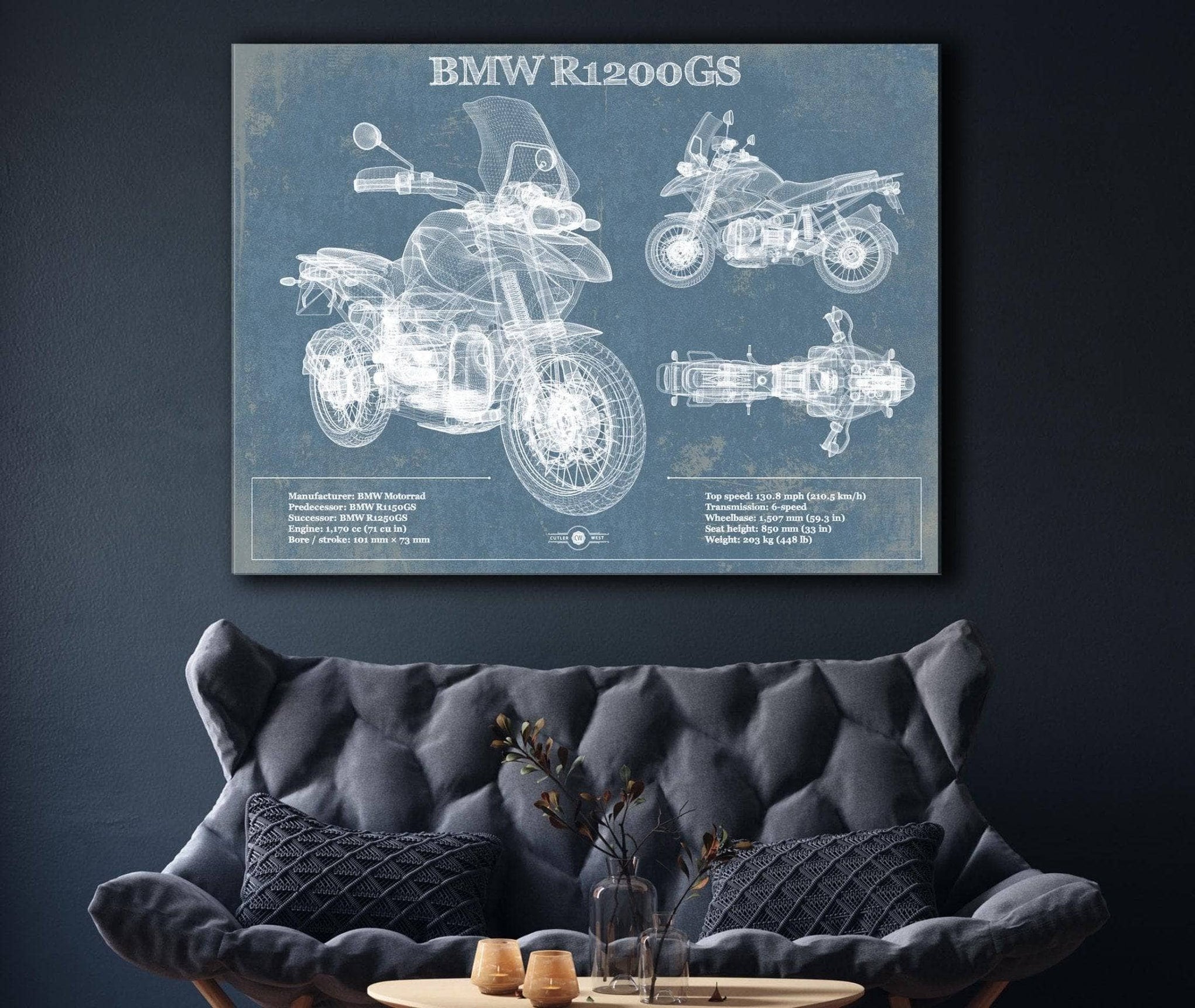 BMW R1200GS Blueprint Motorcycle Patent Art by Cutler West