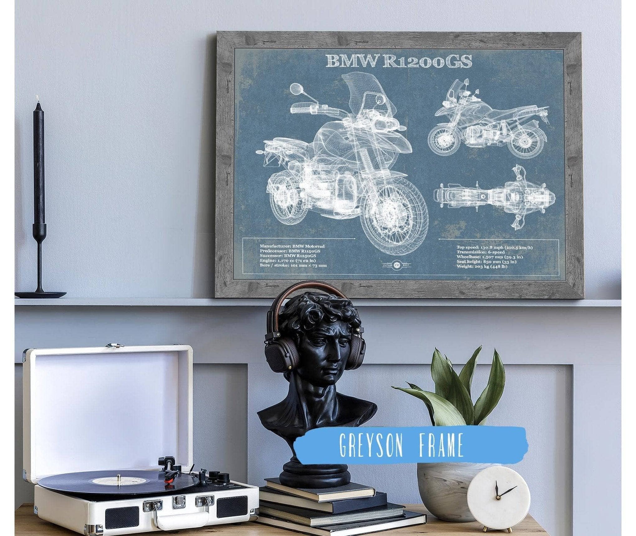 BMW R1200GS Blueprint Motorcycle Patent Art by Cutler West