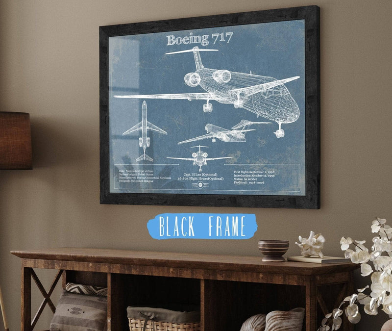 Boeing 717 Vintage Aviation Blueprint Art - Custom Pilot Name Can Be ...