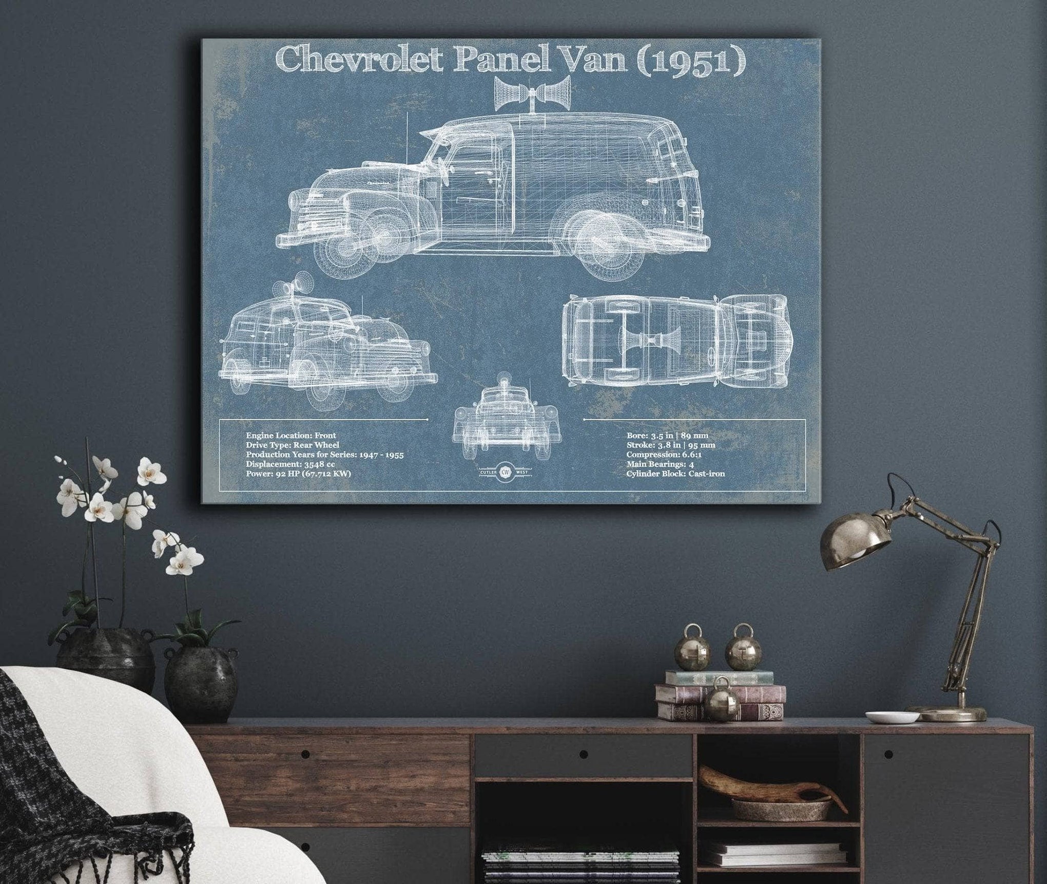 Chevrolet Panel Van 1951 Car Blueprint Vintage Auto Art by Cutler West
