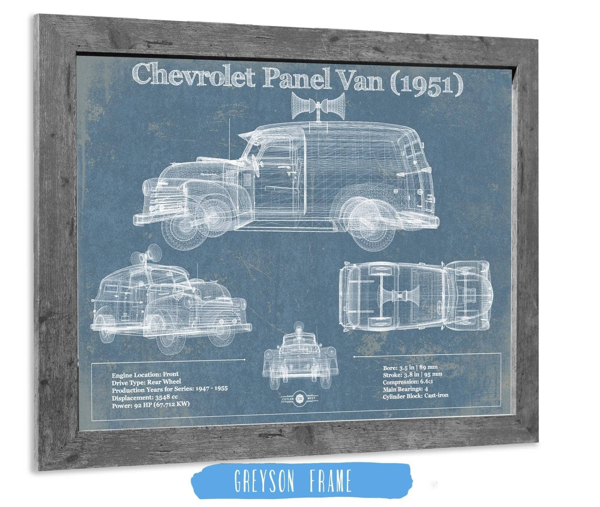 Chevrolet Panel Van 1951 Car Blueprint Vintage Auto Art by Cutler West