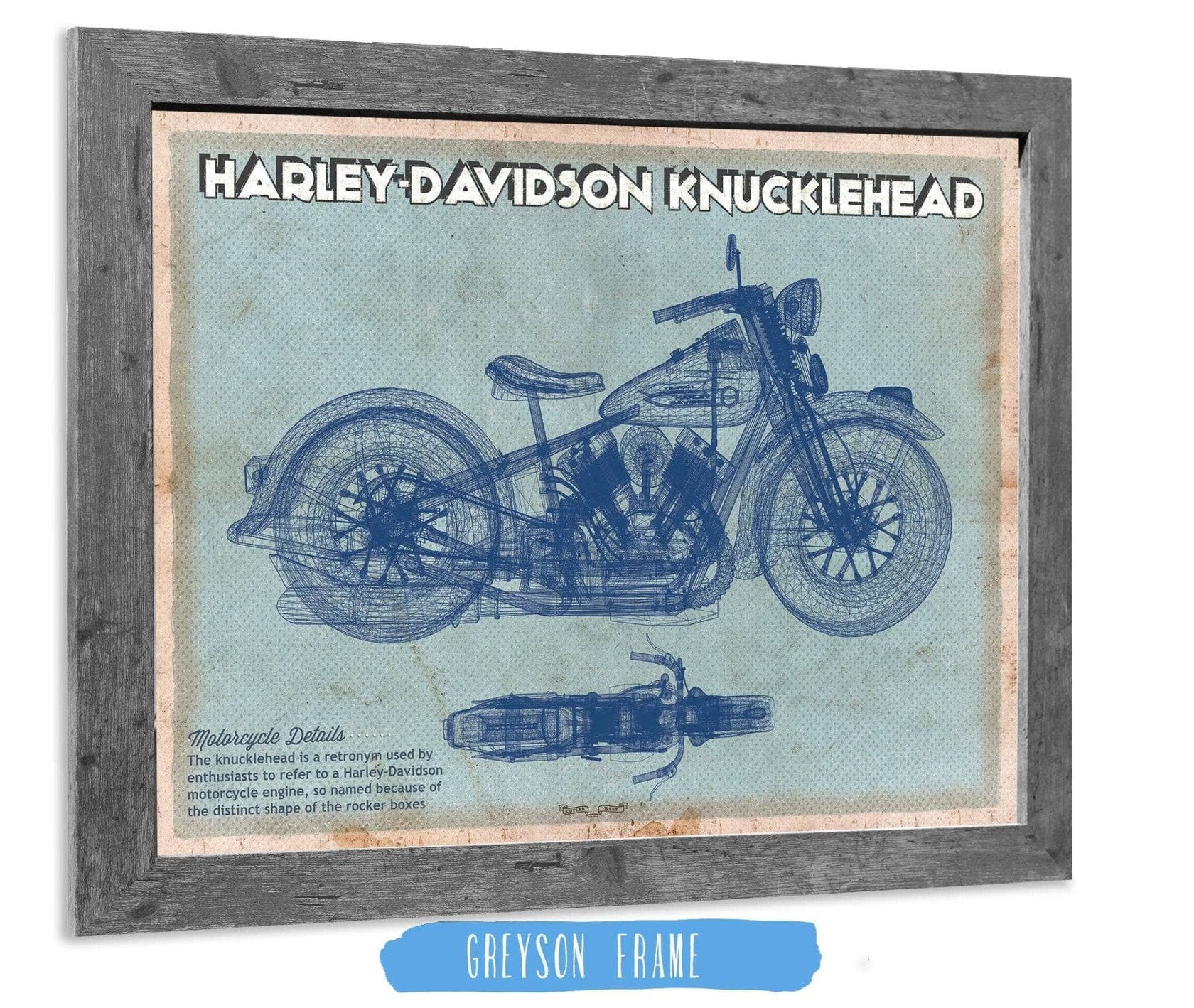Harley-Davidson Knucklehead Blueprint Motorcycle Patent Art by Cutler West