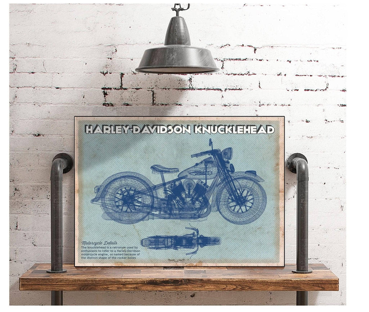 Harley-Davidson Knucklehead Blueprint Motorcycle Patent Art by Cutler West