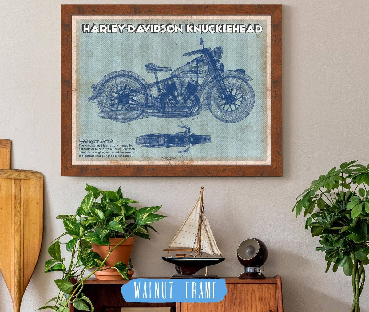 Harley-Davidson Knucklehead Blueprint Motorcycle Patent Art by Cutler West