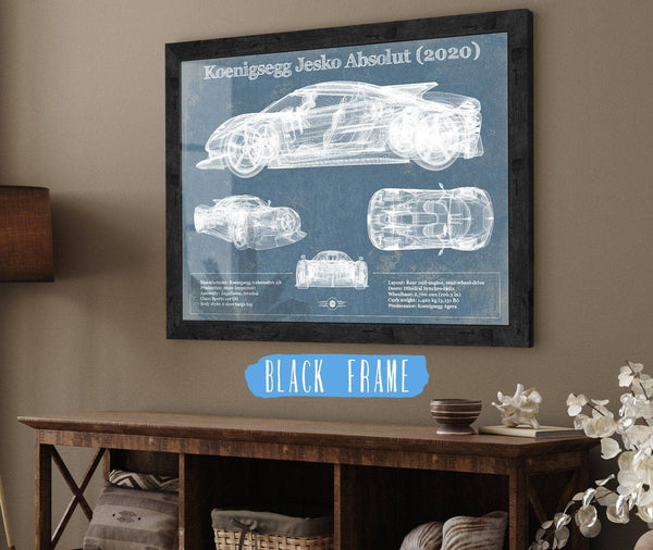 Koenigsegg Jesko Absolut 2020 Blueprint Patent Race Car Art by Cutler West