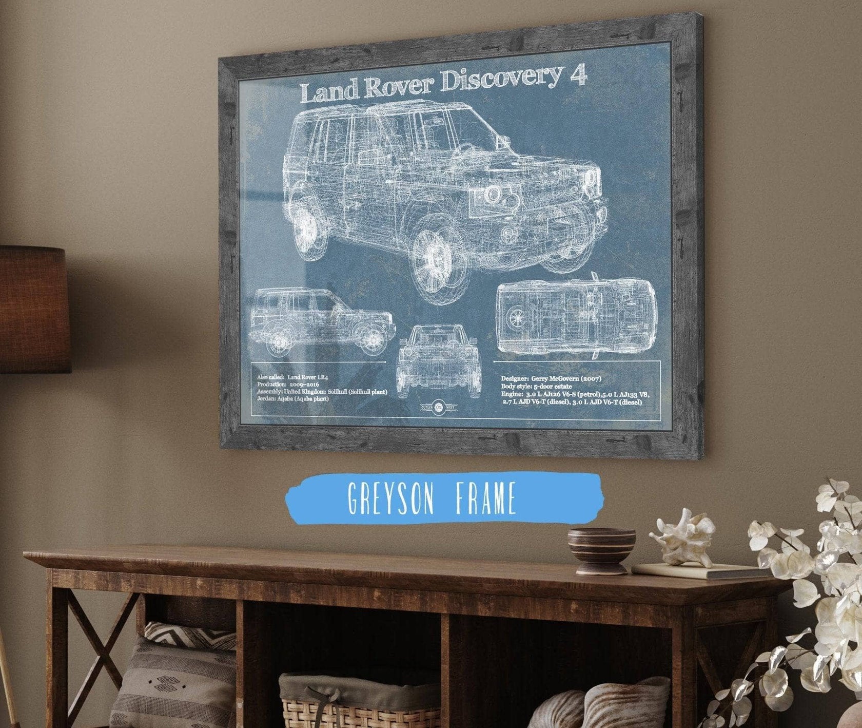 Land Rover Discovery 4 Blueprint Vintage Auto Patent Art by Cutler West
