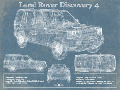 Land Rover Discovery 4 Blueprint Vintage Auto Patent Art by Cutler West