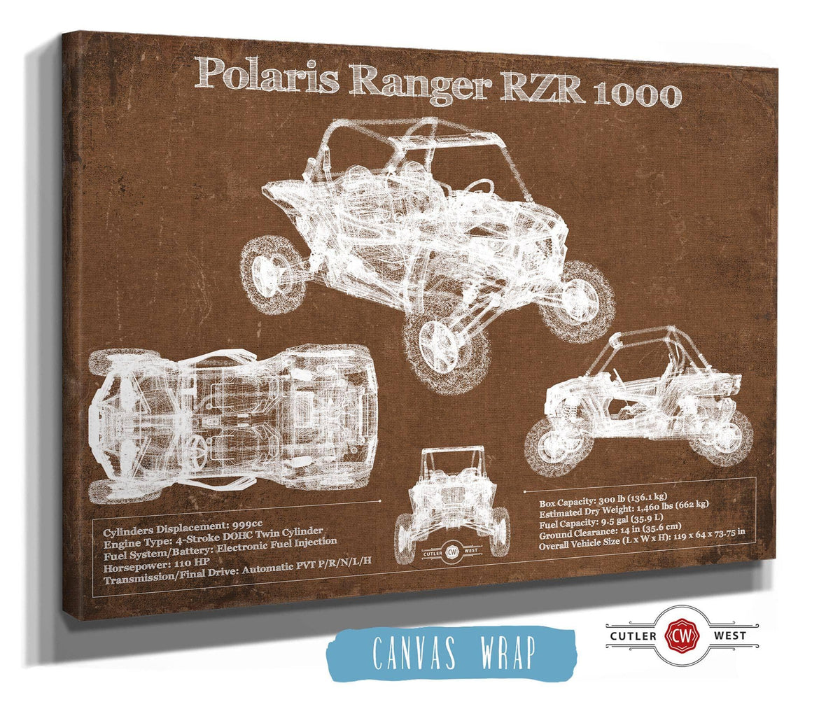 Polaris Ranger RZR XP 1000 Blueprint Vintage Auto Art by Cutler West